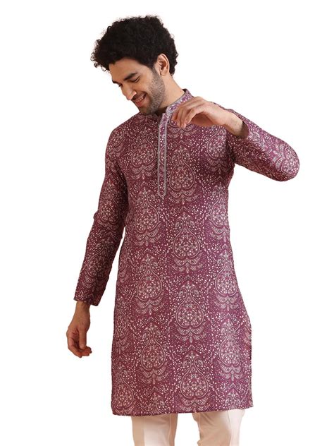 Kisah Mens Printed Cotton Blend Kurta Traditional Ethnic Wear Kurta For