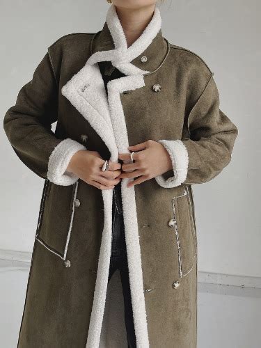 리버시블 양면 스웨이드 무스탕 덤블 양털 배색 롱 코트