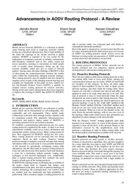 Pdf Advancements In Aodv Routing Protocol A Review