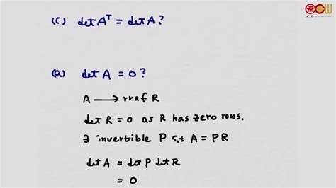 Lec21 線性代數 Ch3 2 2 Properties Of Determinants Part Ii Youtube