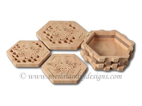 Bee And Honeycomb Trinket Box W Matching Trivets Sheila Landry Designs