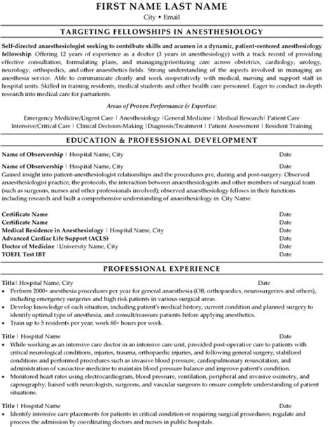Anesthesiologist Resume Sample And Template