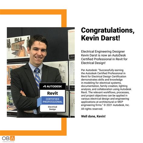 Kevin Darst Is Now An Autodesk Certified Professional In Revit For Electrical Design Obrien