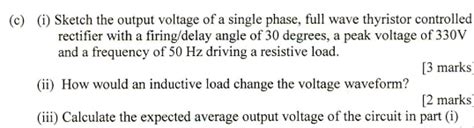 Solved Sketch The Output Voltage Of A Single Phase Full Wave