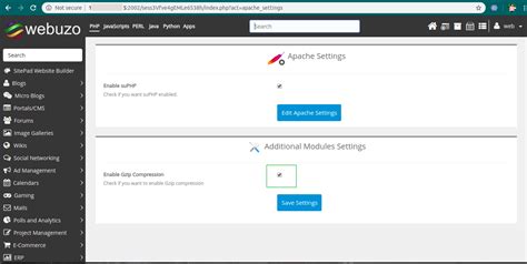 how to optimize your website using webuzo control panel