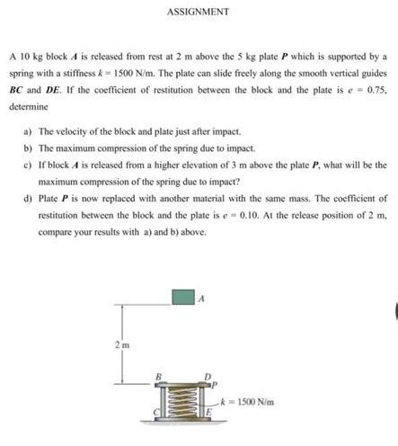 Solved ASSIGNMENT A Kg Block A Is Released From Rest At Chegg Com
