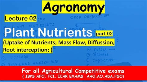 Nutrients Uptake Process Mass Flow Diffusion Root Interception Lec 3 Chapter Plant