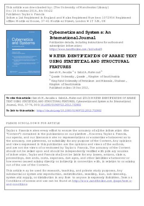 Pdf Writer Identification Of Arabic Text Using Statistical And Structural Features Dokumen Tips