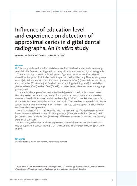 Pdf Influence Of Education Level And Experience On Detection Of