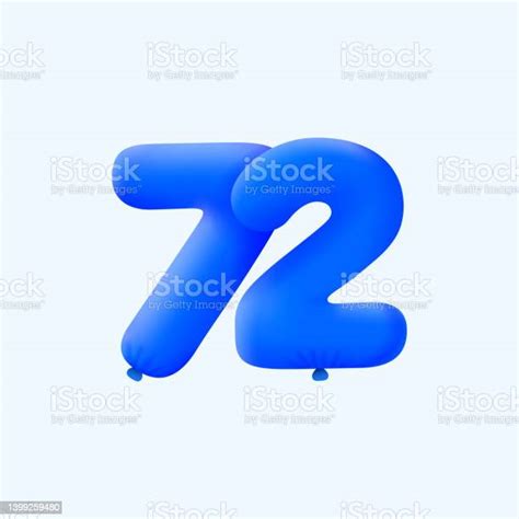 파란색 3d 번호 72 풍선 현실적인 3d 헬륨 파란색 풍선 3차원 형태에 대한 스톡 벡터 아트 및 기타 이미지 3차원 형태 공휴일 기념일 Istock