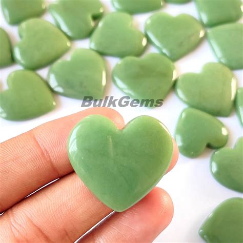 Bulk Green Jade Heart Cabochon Lot High Quality Green Jade Heart Stone