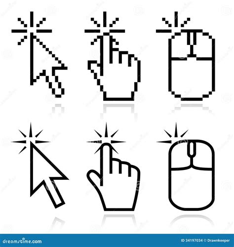 Mouse Click Cursor Icon Set Hand Finger And Arrow Cursor Pointer