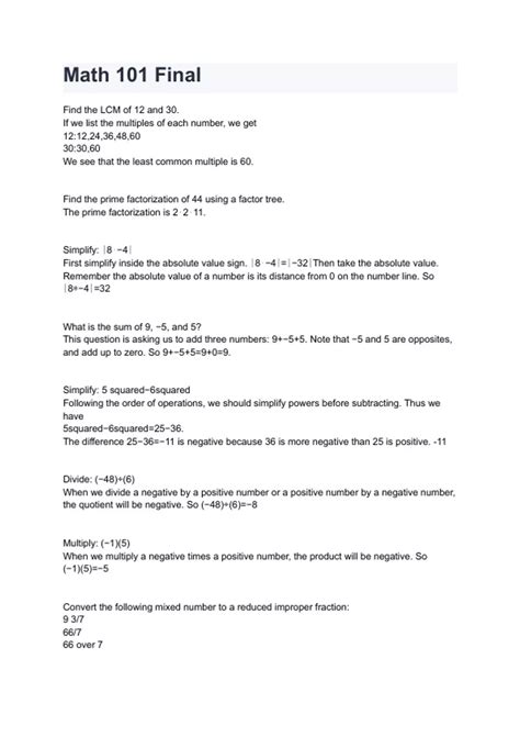 math 101 final all verified questions with complete solutions math