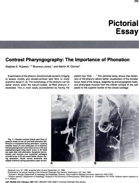 Contrast Pharyngography The Importance Of Phonation Ajr