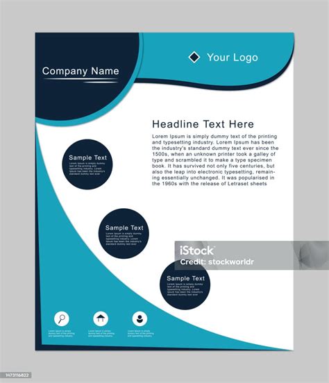 브로셔 플라이어 템플릿 레이아웃 배경 디자인 소책자 전단지 기업 비즈니스 연례 보고서 전단지에 대한 스톡 벡터 아트 및 기타 이미지 전단지 파도 패턴 곡선 Istock