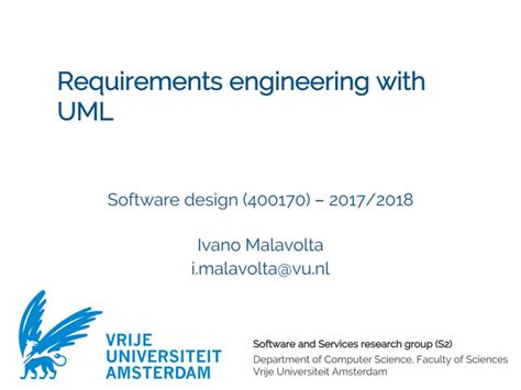 Requirements Engineering With Uml Software Design Computer Science Vrije Universiteit