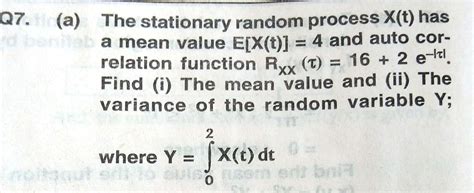 solved the stationary random process x t has a mean value
