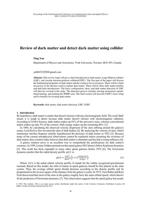 Pdf Review Of Dark Matter And Detect Dark Matter Using Collider