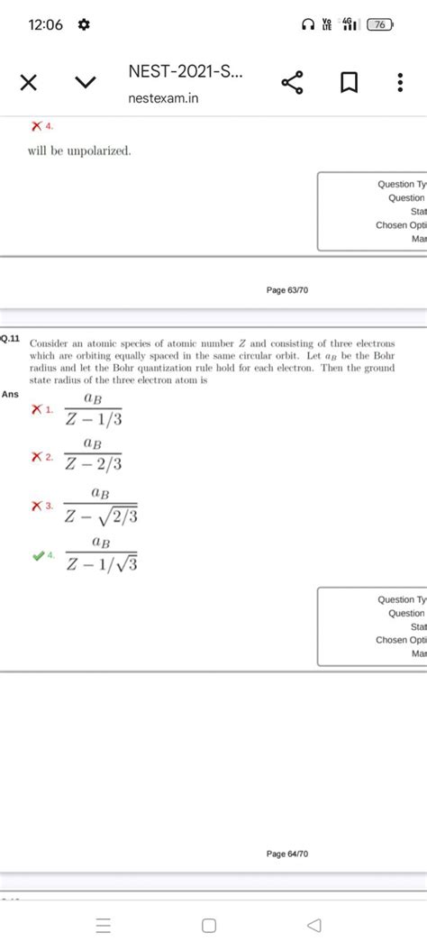 Consider An Atomic Species Of Atomic Number Z And Consisting Of Three Ele