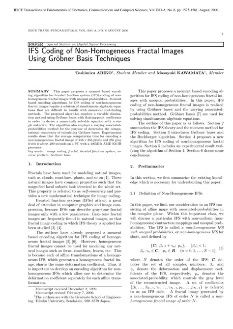 pdf ifs coding of non homogeneous fractal images using grobner basis