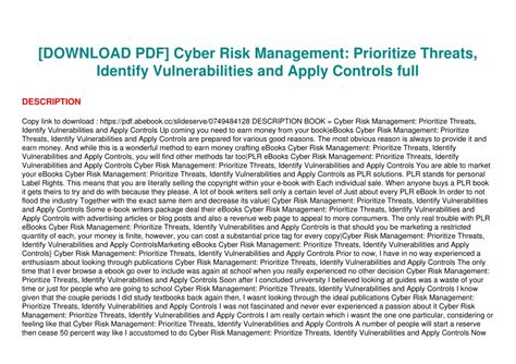 Ppt [download Pdf] Cyber Risk Management Prioritize Threats Identify Vulnerabiliti