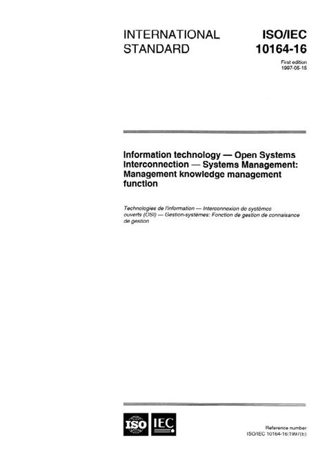 ISO IEC Information Technology Open Systems Interconnection Systems Management