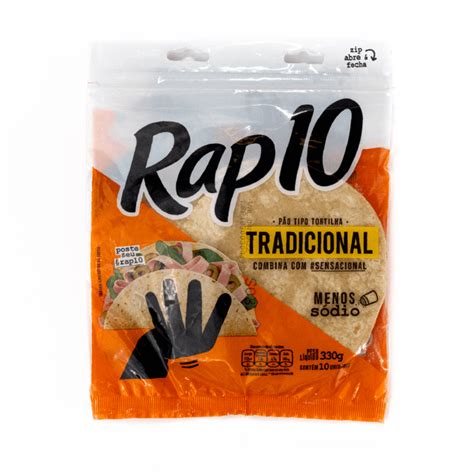 Pão Tipo Tortilha Tradicional Rap10 Embalagem 10 Unidades 330g