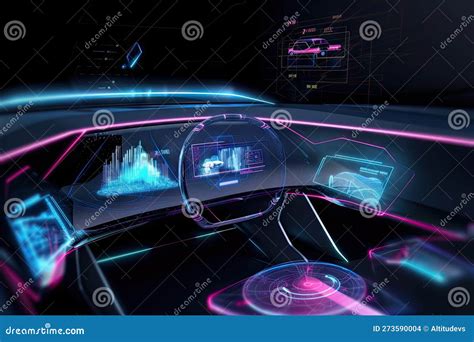 Futuristic Car With Holographic Interface Floating Displays And Advanced Navigation System