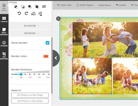 How Do I Add Or Remove Borders Or Shadows Around The Photos In My Project Picaboo Customer