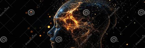 Profile Of A Human Head Showcasing Complex Neural Connections And Glowing Synapses Representing