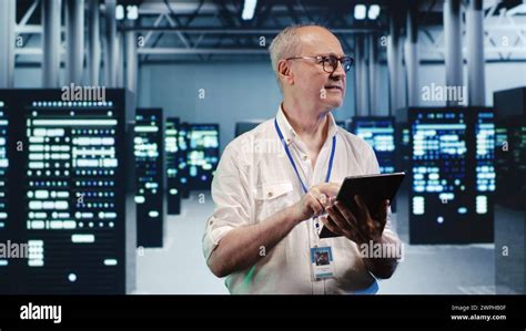 happy computer scientist expertly managing data while navigating through industrial blade