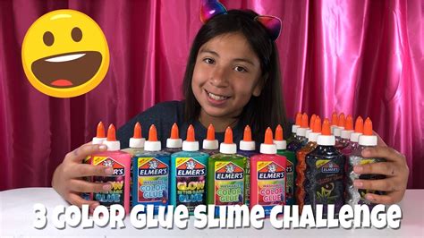 3 Colors Of Glue Slime Challenge Youtube