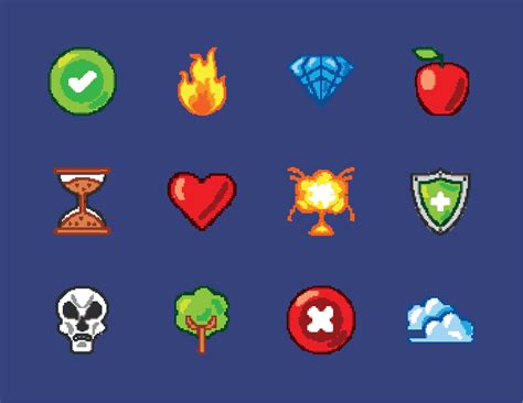Set Pixel Art Objects 10421839 Vector Art At Vecteezy