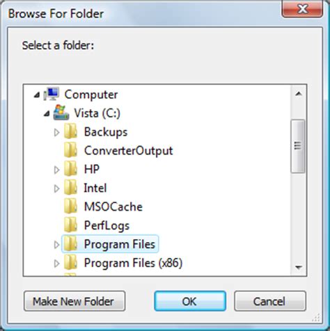 Set InitialDirectory For FolderBrowserDialog C
