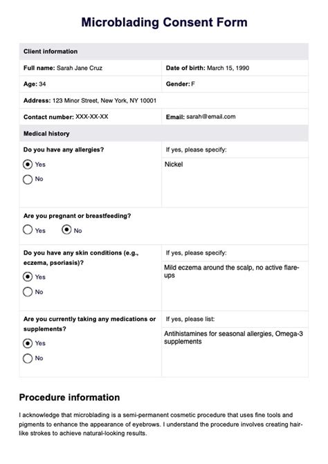 Microblading Consent Form And Example Free Pdf Download
