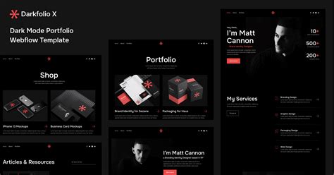 Dark Mode Portfolio Webflow Template Darkfolio X Brix Templates