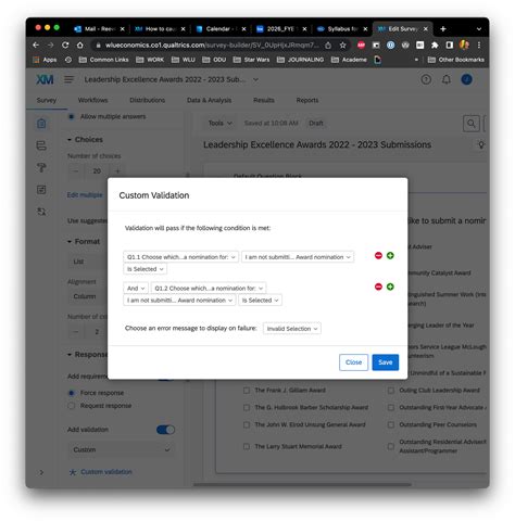 how to cause an error validation issue when someone selects two