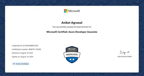 Aniket Agrawal On Linkedin Super Thrilled To Announce That I Have Successfully Obtained The Az