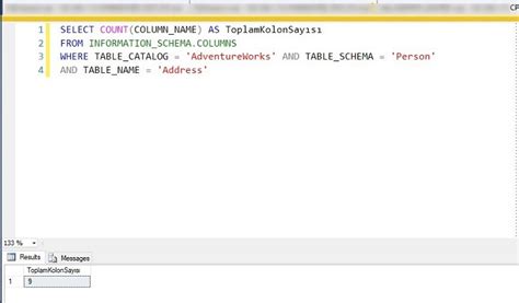 Sql Serverda Tablo Kolon Sayısını Bulmak Sql Server Eğitimleri