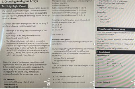 Solved 2 Counting Analogous Arrays Text Highlight Color Al