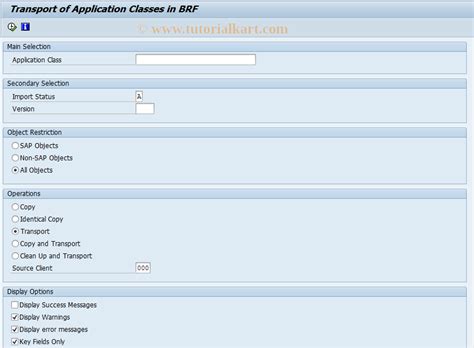FKKBRFTRANS SAP Tcode BRF Transport Of Application Classes