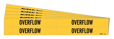 Overflow Yellow Pipe Marker 781YD4 7208 4 PK Grainger
