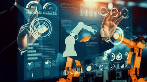 Premium Photo Engineer Use Cybernated Robotic Software Control Industry Robot Arm In Factory