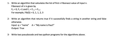 Solved 1 Write An Algorithm That Calculates The List Of