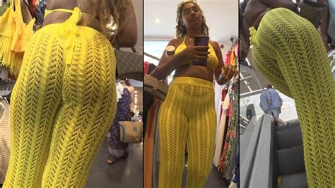 Girlfriend In Seethrough Pants Revealing Her Thong To The World Candid Best Premium