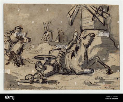 Don Quixote s adventure with the windmills obverse and figure studies reverse 1856 by Marià