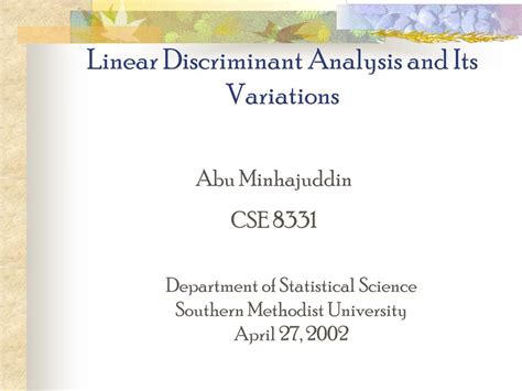 PPT Linear Discriminant Analysis And Its Variations PowerPoint Presentation ID