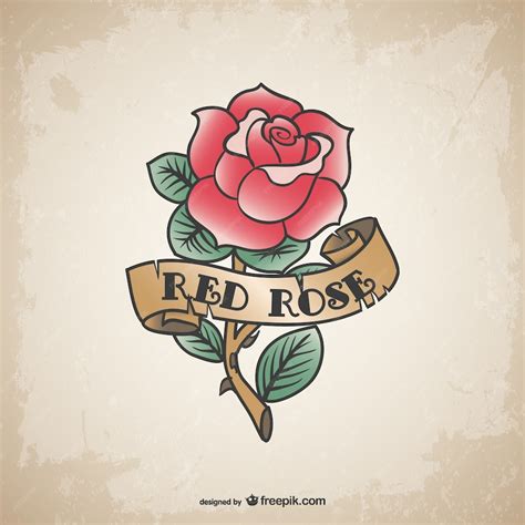 Free Vector Vintage Red Rose Tattoo