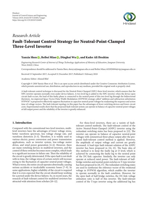 Pdf Fault Tolerant Control Strategy For Neutral Point Clamped Three Level Inverter