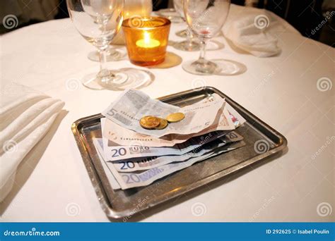 Change On A Tray Stock Image Image Of Restaurant Setting